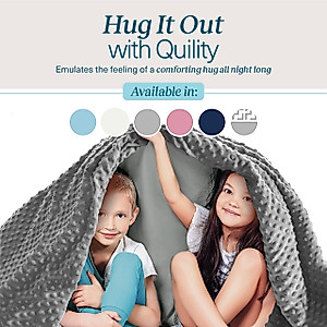 Quility Weighted Blanket for Kids & Toddlers - 12 LB Twin Size Kids Weighted Blanket for Cooling & Heating - 100% Cotton Blanket w/Glass Beads, Machine Washable - 48"x72", Grey