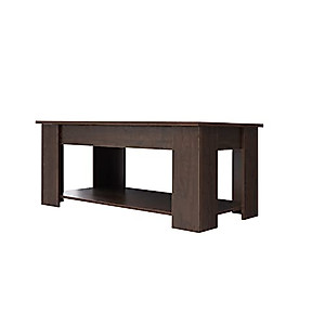 WEENFON 38" Lift Top Coffee Table with Hidden Compartment & Open Storage Shelf, Pop Up Coffee Table for Living Room, Office, Espresso