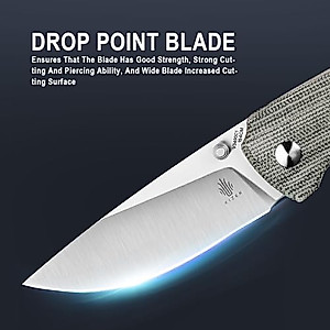 Kizer T1 EDC Knife, 3.19 Inches 154CM Steel Green Micarta Handle Folding Pocket Knife, V3490C1
