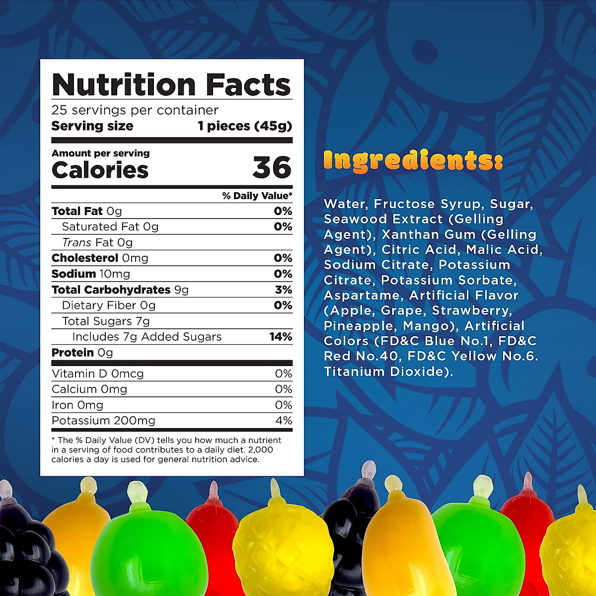 Funtasty Squeezable Fruit Jellies Candy - 25 Count Bag - Assorted Flavors