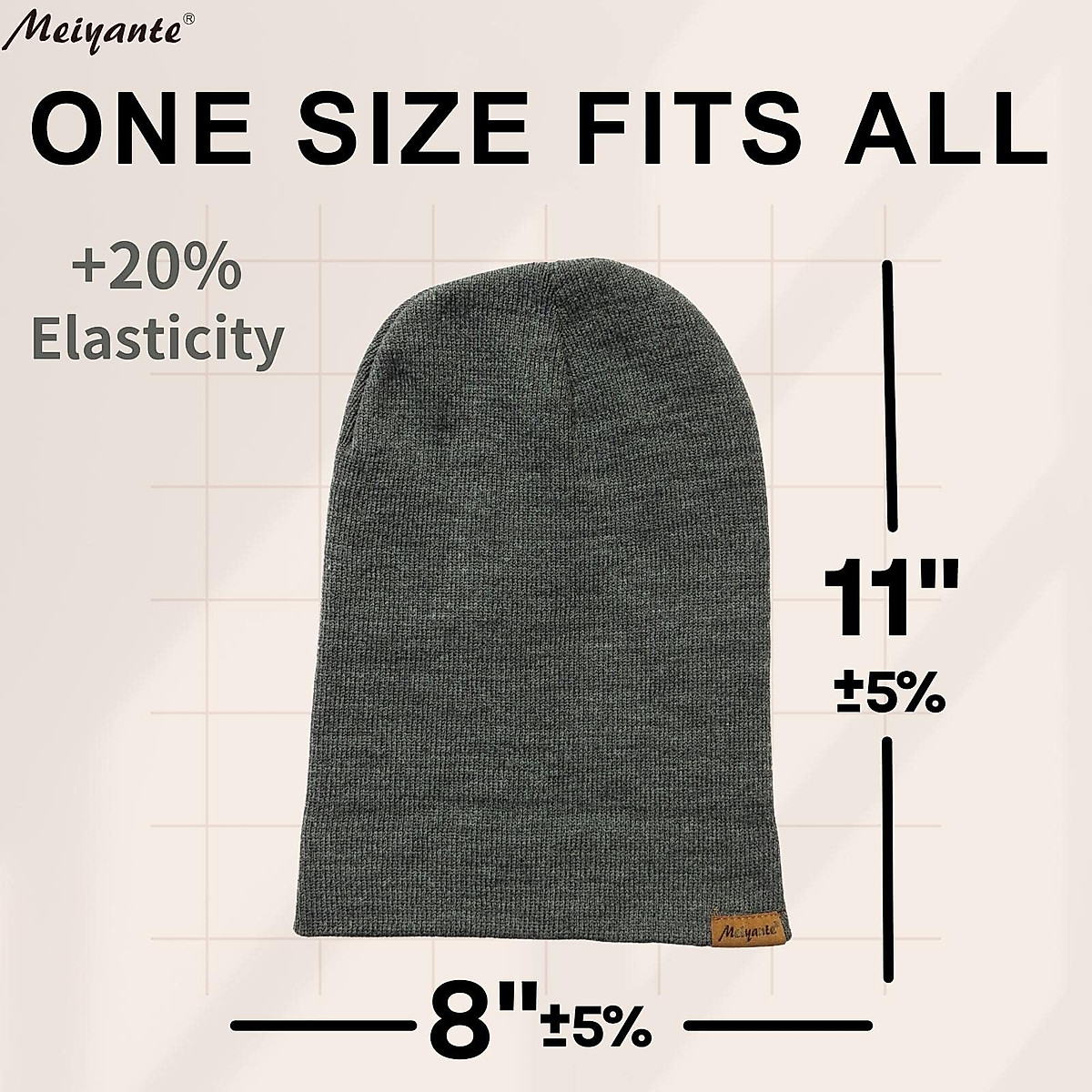 Meiyante Beanie Hats for Men & Women - Warm Stocking Caps for Men & Women, Cuffed Knit Thermal Hats, Gift for Him & Her - Charcoal Gray Beanie - Stocking Stuffers for Women Men Under 10