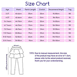 KEREDA Girls Leggings Ruffle Skirt School Uniform Pants Kids Clothes 7-8 Red