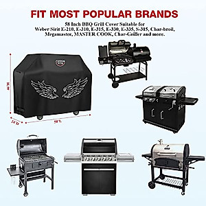Cegsin Grill Cover, 58 Inch Waterproof BBQ Grill Cover, UV and Fade Resistant Gas Grill Cover, 600D Outdoor Eagle Wing Barbecue Gas Grill Cover Fits Grills of Weber Brinkman Char-Broil, Etc-Black