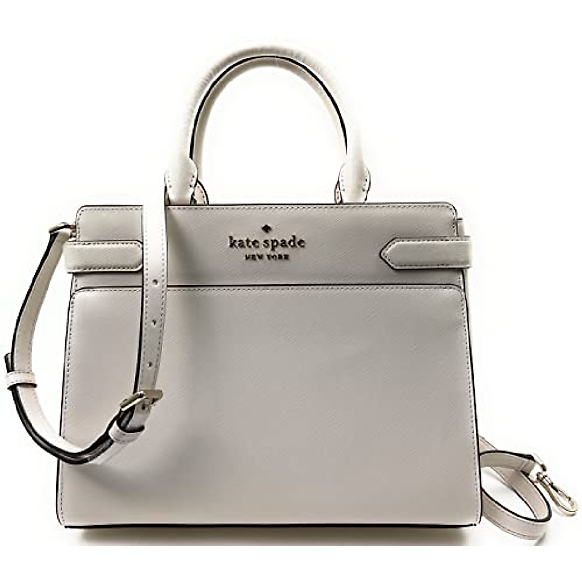 Kate Spade New York Staci Medium Saffiano Leather Satchel Purse (Parchment)