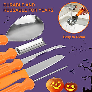 Pumpkin Carving Tools, 15 PCS Professional Pumpkin Carving Kit for Adults & Kids with LED Candles, Heavy Duty Stainless Steel Pumpkin Cutting Knife Supplies for Halloween Decoration Jack-O-Lantern