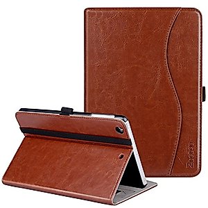 Ztotop iPad Mini 1/2/3 Case, Premium Leather Folio Stand Protective Case Smart Cover with Multi-Angle Viewing, Pocket, Functional Elastic Strap for Apple iPad Mini 3/ Mini 2/ Mini 1 - Brown