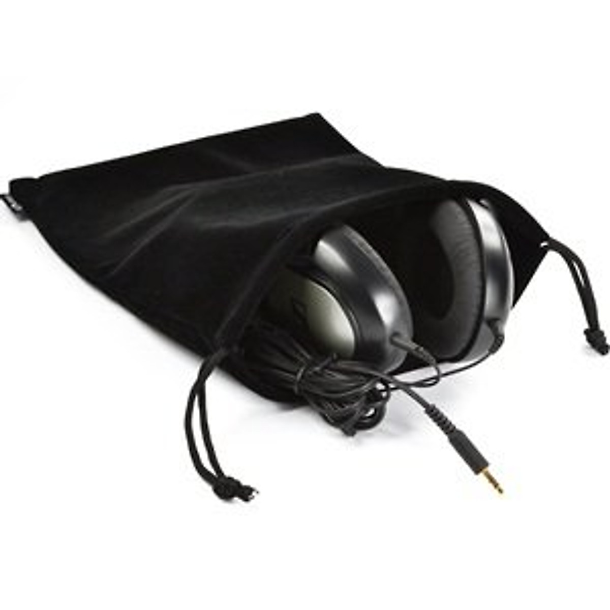 Cosmos Set of 2 Premium Black Travel Carry Drawstring Headphones Pouch Bag