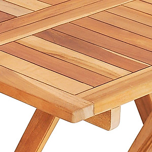 vidaXL Solid Teak Wood Bistro Table - Foldable Patio Furniture for Outdoor/Indoor Use, Brown, Space-Saving Design, 23.6"x23.6"x25.6"