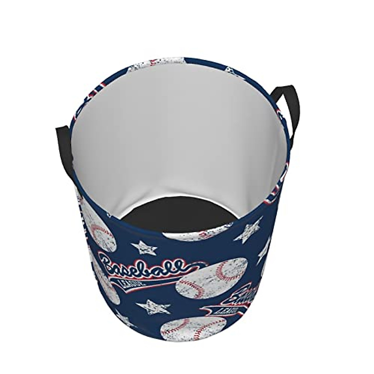 Baseball Laundry Hamper Collapsible Laundry Baskets with Handles Dirty Foldable Clothes Basket Easy Carry Laundry Bag Round Storage Basket for Bedroom Toy Blue