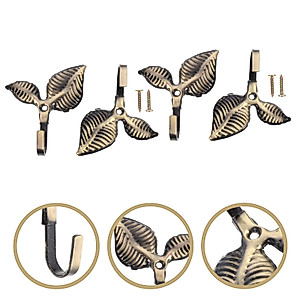 MAGICLULU 4pcs Metal Leaf Shaped Single Wall Hooks Vintage Iron Coat Hooks Rustic Wall- Mounted Coat Hangers for Home Scarf Bag Towel Key Cap Hat Bronze