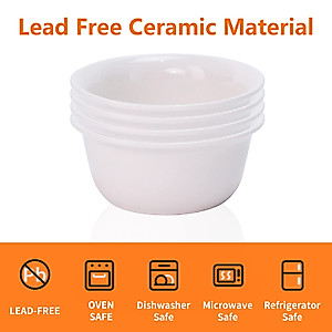 Luvan 4Pcs Fondue Pot Set for Chocolate Butter Cheese, 5oz Butter Warmer for Seafood with 20 Tealight, Ceramic Bowl Oven Microware Dishwasher Safe,Perfect for family dip Fruit,Dessert,Snack