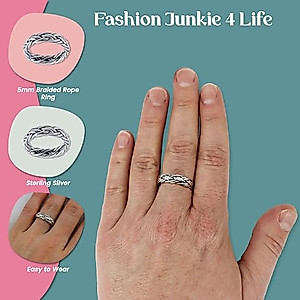 FashionJunkie4Life Sterling Silver Braided Ring Band Unisex Sizes 8-17 (14)