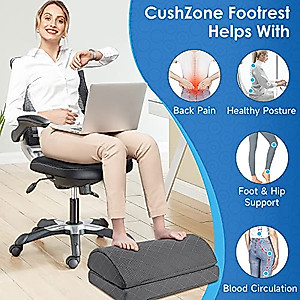 CushZone Foot Rest for Under Desk at Work Adjustable Foam for Office, Work, Gaming, Computer, Gift, Home Office Accessories Back & Hip Pain Relief (Grey)