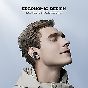 HTC True Wireless Earbuds 1+, Touch Control Bluetooth 5.3 with USB-C Charging Case, IPX4 Splashproof in-Ear Stereo Earbuds Bulit-in Microphones-Black