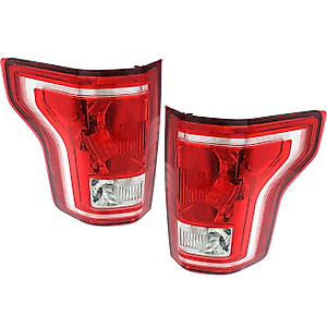 Evan Fischer Tail Light Assembly Set Compatible with 2015-2017 Ford F-150 With Bulbs Driver and Passenger Side
