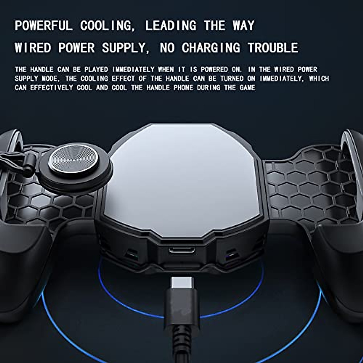 Mobile Cooling Controller, Phone Gaming Grip with Cooling Fan and Mobile Phone Holder, Maximum Stretchable Length 17.3CM, for YouTube, Tiktok Live Streaming, Vlog, Mobile Gaming