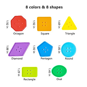 70 Pcs Montessori Lacing Threading Toy - Geometric Shaped Large Beads for Kids Crafts, Preschool Activities and Daycare Toys - Autism Learning Materials and Fine Motor Skills Toys for 3 4 5 6 Year Old