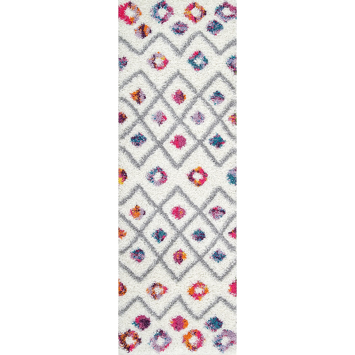 nuLOOM Tatyana Moroccan Diamond Trellis Shaggy Runner Rug, 2' 8" x 12', Pink