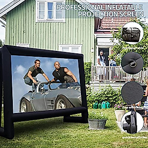 26 ft Inflatable Movie Screen Outdoor Incl Blower - Front and Rear Projection - Portable Blow Up Projector Screen for School, Churches, Grand Parties, Backyard Pool Fun