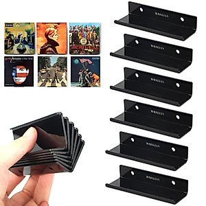 WANLIAN Vinyl Record Shelf Wall Mount 6 Pack,Clear Acrylic Album Record Holder Display Shelf,Display Your Daily Listening in Style