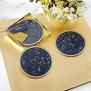 Kate Aspen Under the Stars Coaster Set, Navy/Gold/White