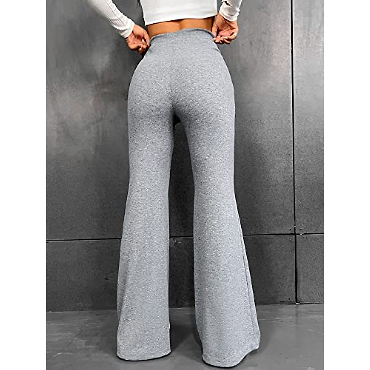 QCIV Womens Yoga Pants Bootcut High Waist Leggings Workout V Crossover Sweatpants Workout Trousers Stretch Grey, X-Small