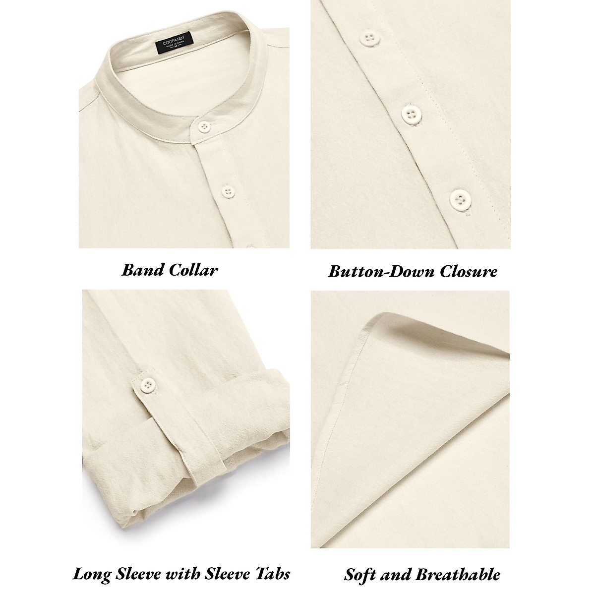 COOFANDY Men's 2 Pieces Cotton Linen Set Long Sleeve Henley Shirts Casual Beach Pants With Pockets Summer Yoga Outfits