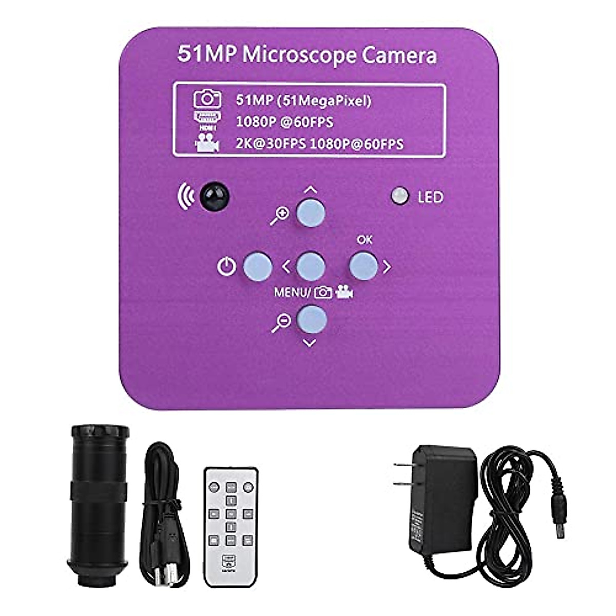 51MP HDMI Microscope Camera Digital Microscope Video Camera Industrial Electronic USB Microscope 120X C Mount Lens with Remote Control