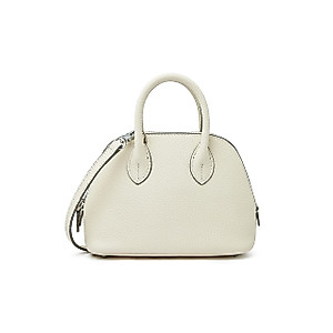 DORIS&JACKY Small Leather Dome Crossbody Bag Cute Shell Shape Zip Around Handbags (2-Off White)