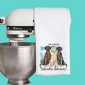 Watercolor Life is Better with a Labrador retriever "Lab" Microfiber Kitchen Tea Bar Towel Gift for Animal Dog Lover