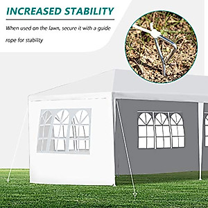 Gazebo Tent 10'x30' Canopy Tent Outdoor Gazebo Canopy Wedding Party Tent Heavy Duty Gazebo Pavilion, White (10x30ft 5 Removable Sidewalls)