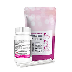 NutraBlast Boric Acid Vaginal Suppositories 600mg w/Applicator, 30 Suppositories & 15 Applicators - Feminine Care - Made in USA