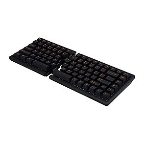 Mistel BAROCCO MD770 TKL Split Mechanical Keyboard with Cherry MX Blue Switch, Ergonomic Keyboard with Orange Letter PBT Double Shot Keycaps for Windows and Mac, Programmable Macro Support, ANSI/US
