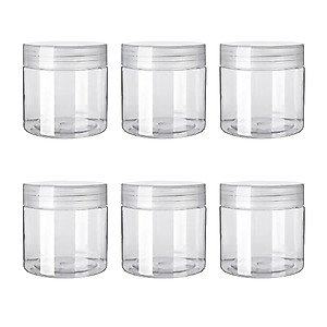 UUYYEO 6 Pcs 60ml Clear Plastic Pots Jars Containers with Lid Clear Slime Storage Favor Jars Empty Cosmetic Containers for Lotion Eye Shadow Creams Clear