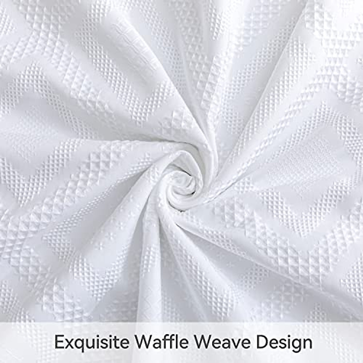 JELLYMONI White Waffle Duvet Cover Queen Size - 3PCS Textured Microfiber Comforter Cover with Diamond Jacquard Pattern, Luxury Soft Bedding Set with 8 Corner Ties & Double Zipper Closure