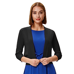 GRACE KARIN Office Cropped Knitting Jacket for Dress (XXL,Black&Ivory,2 Pack)