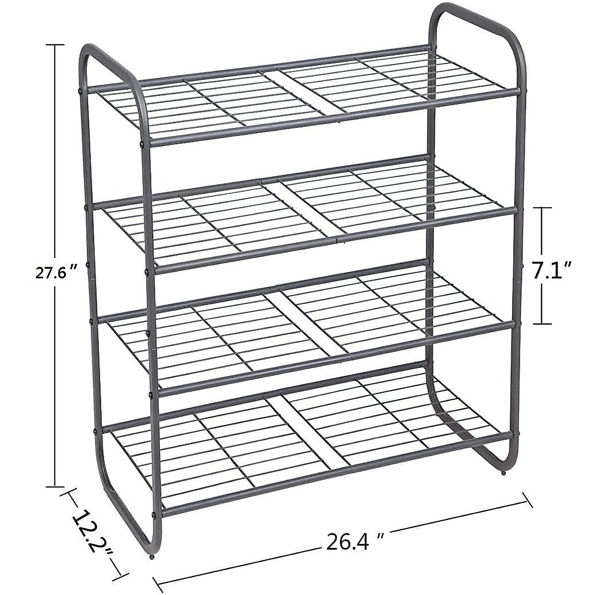 MAX Houser 4-Tier Metal Shoe Rack, Free Standing Shoe Storage Organizer, Wire Grid Shoe Tower for Closet Bedroom, Entryway, Gunmetal