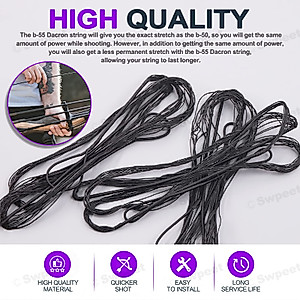 Swpeet 174 Inch 3 Styles 12,14,16 Strands Bow String Replacement Kit, 58 Inch Dacron Bow String Replacement Recurve Bow Accessorie Traditional Bow String Dacron Bow String Replacement Bowstring