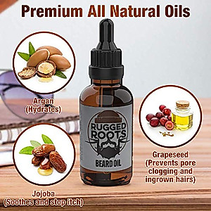 Rugged Roots Beard Oil-Honest Premium Beard Care-Great for Dry Itchy Beard-Soften, Soothe with All Natural Oils- Thoughtful Stocking Stuffers for Men (Vanilla Coffee)
