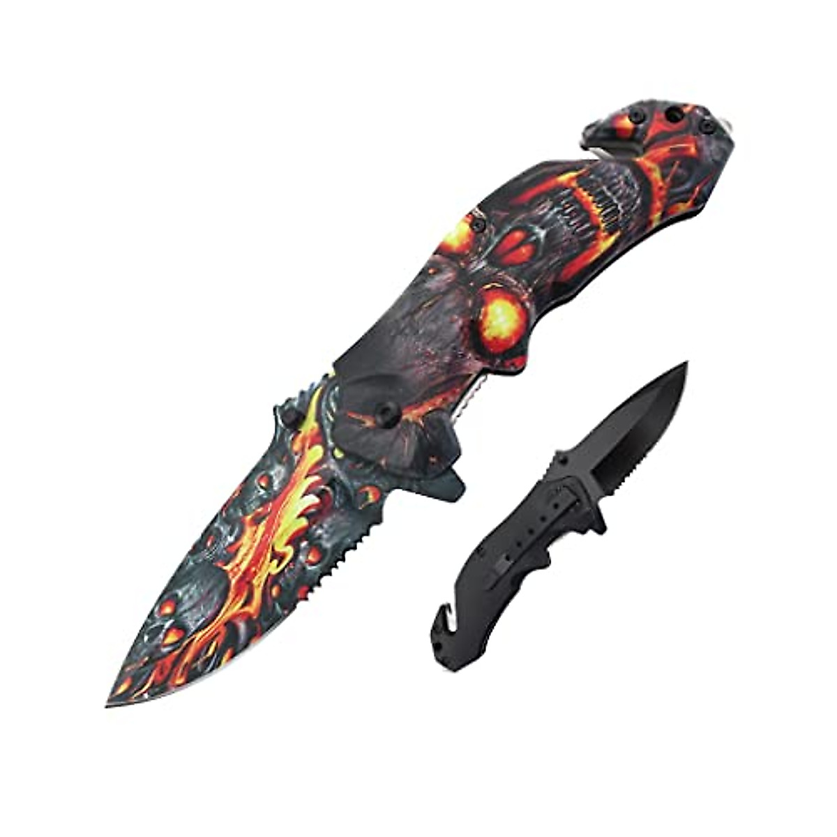 Toy Boxes 8.5" UV Printed Spring Assisted Pocket Knife Tactical Survival Folding Knives (Skull)