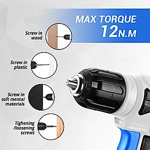 DEKOPRO Drill Set: Tool Set with 8V Blue Cordless Drill, Home Tool Kit with Drill, Hand Tool Kits for Women 126 Piece