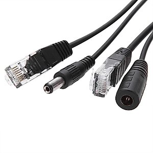 BeElion 4Pairs Passive PoE Injector and Splitter Kit with 5.5x2.1 mm DC Powerline Adapter Connector for IP Security Camera 10/100Mbps Network