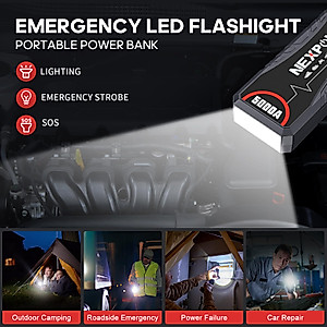 NEXPOW Car Jump Starter,Car Battery Jump Starter Pack 5000A Peak Q12 for All Gas and Up to10.0L Diesel Engine 12V Auto Battery Booster,Jumper Cables,Portable Lithium Jump Box with LED Light/USB QC3.0