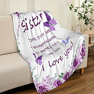 Noxkioy Sister Gifts, Sister Gifts from Sister, Sister Birthday Gifts, Big Sister Gift, Birthday Gifts for Sister, Gifts for Sister Blanket 60"×50", Soul Sister Gifts for Girls