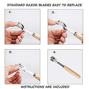 aeaker Premium Hand Crafted Bread Lame for Dough Scoring Knife, Lame Bread Tool for Sourdough Bread Slashing with 5 Blades Included with Safety box