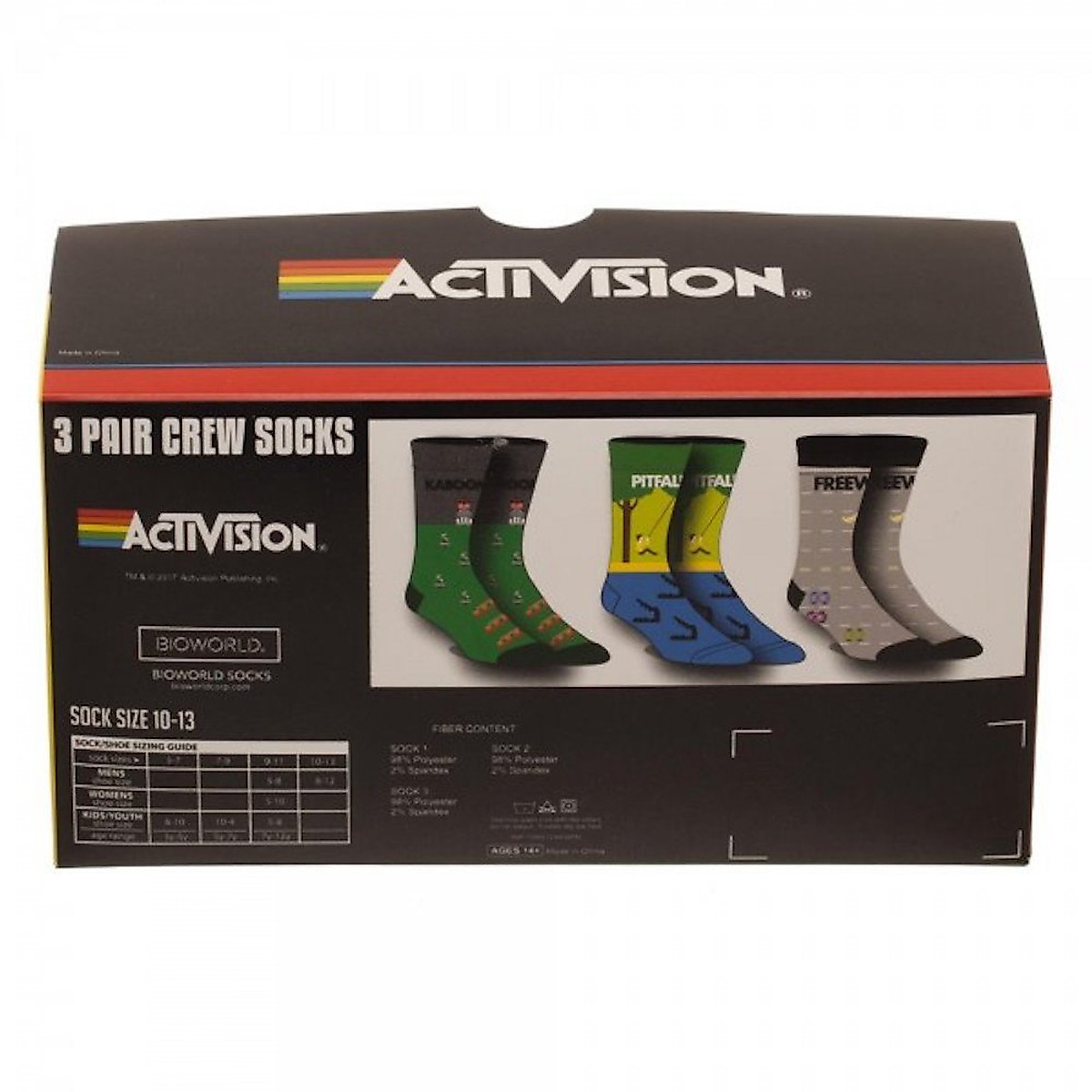 Activision Kaboom! Pitfall Freeway Crew Socks, 3-Pack, 10-13