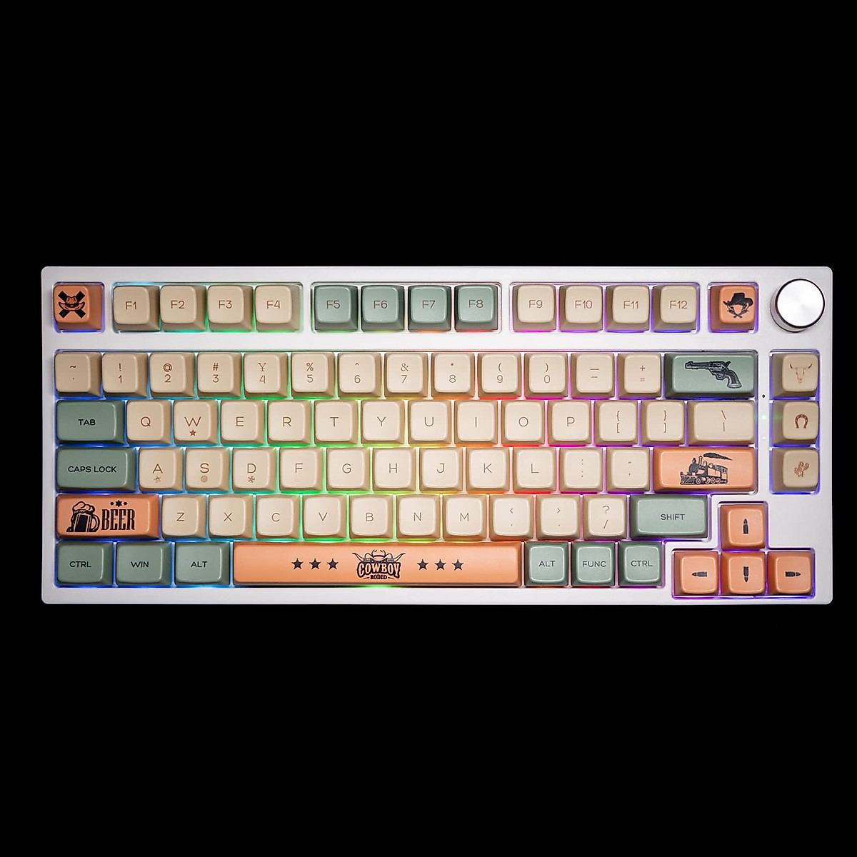 GK GAMAKAY 134 Keys West Cowboy Keycaps, SDA Profile PBT Dye-Sub Keycap Suitable for LK67 TK75 /87/98/104/108 Layout Mx Gateron Switch Mechanical Gaming Keyboard (Wild West Theme)