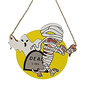 Halloween Door Sign Halloween Door Decorations Halloween Wooden Hanging Sign Wreath for Holiday Home Bakery Classroom Farmhouse Window Decor 6 Inch