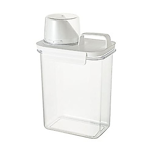 Generic Airtight Laundry Detergent Dispenser with Measuring Cup, Clear Laundry Powder Detergent Storage Box, Washing Powder Container Storage Bucket Plastic Detergent Box,1800ML