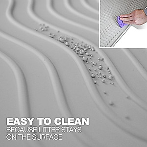 PetFusion ToughGrip Waterproof Cat Litter Mat w/Inner Channels & Raised Outer Lip | Large | Premium Grade Silicone | Great Addition to Your Cat Litter Box & Housebreaking Cat Supplies Needs